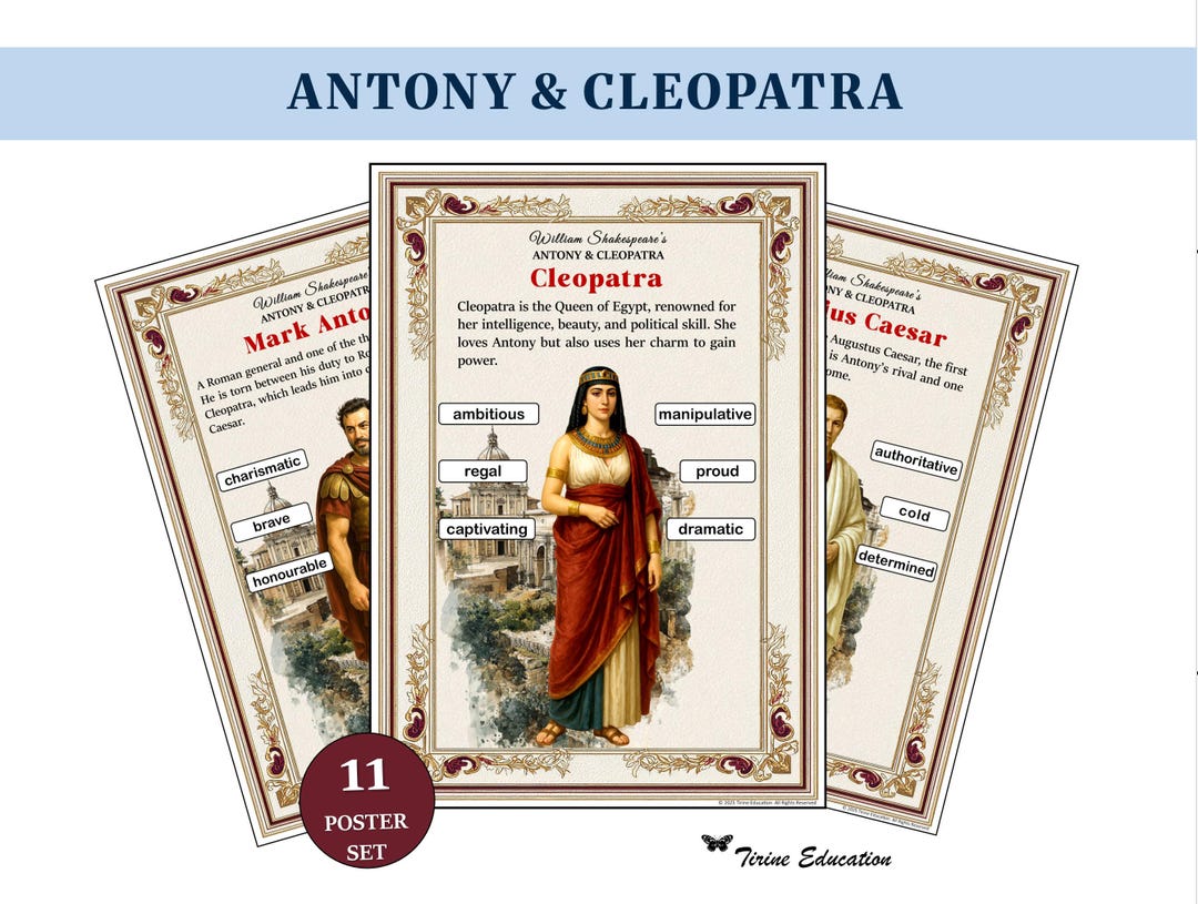 Antony and Cleopatra Character Posters, English Literature, Shakespeare ...