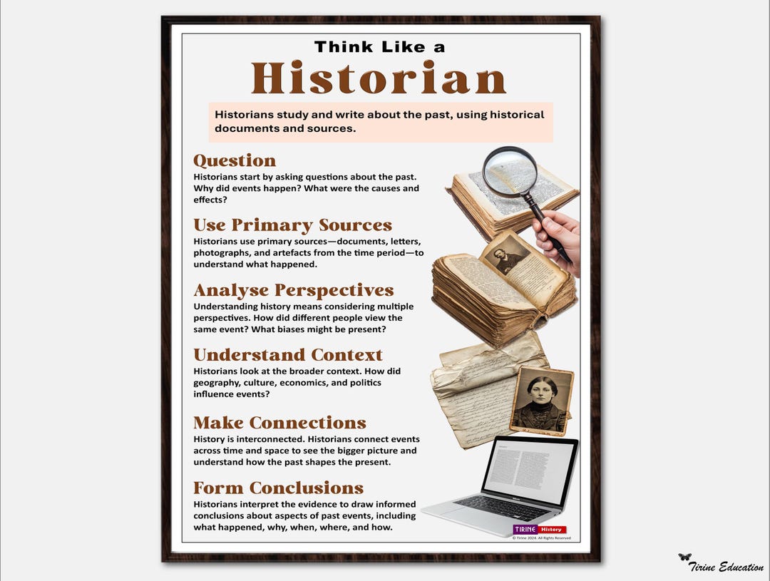 Think Like a Historian Poster, History Skills, Educational Poster ...