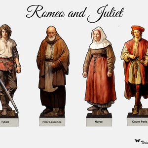 Romeo and Juliet Character Figures, William Shakespeare, 13 Characters ...