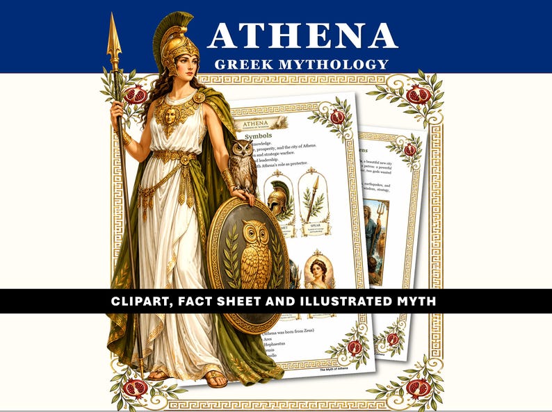 Greek Mythology — Athena Bundle, Goddess of Wisdom, Fact Sheet ...