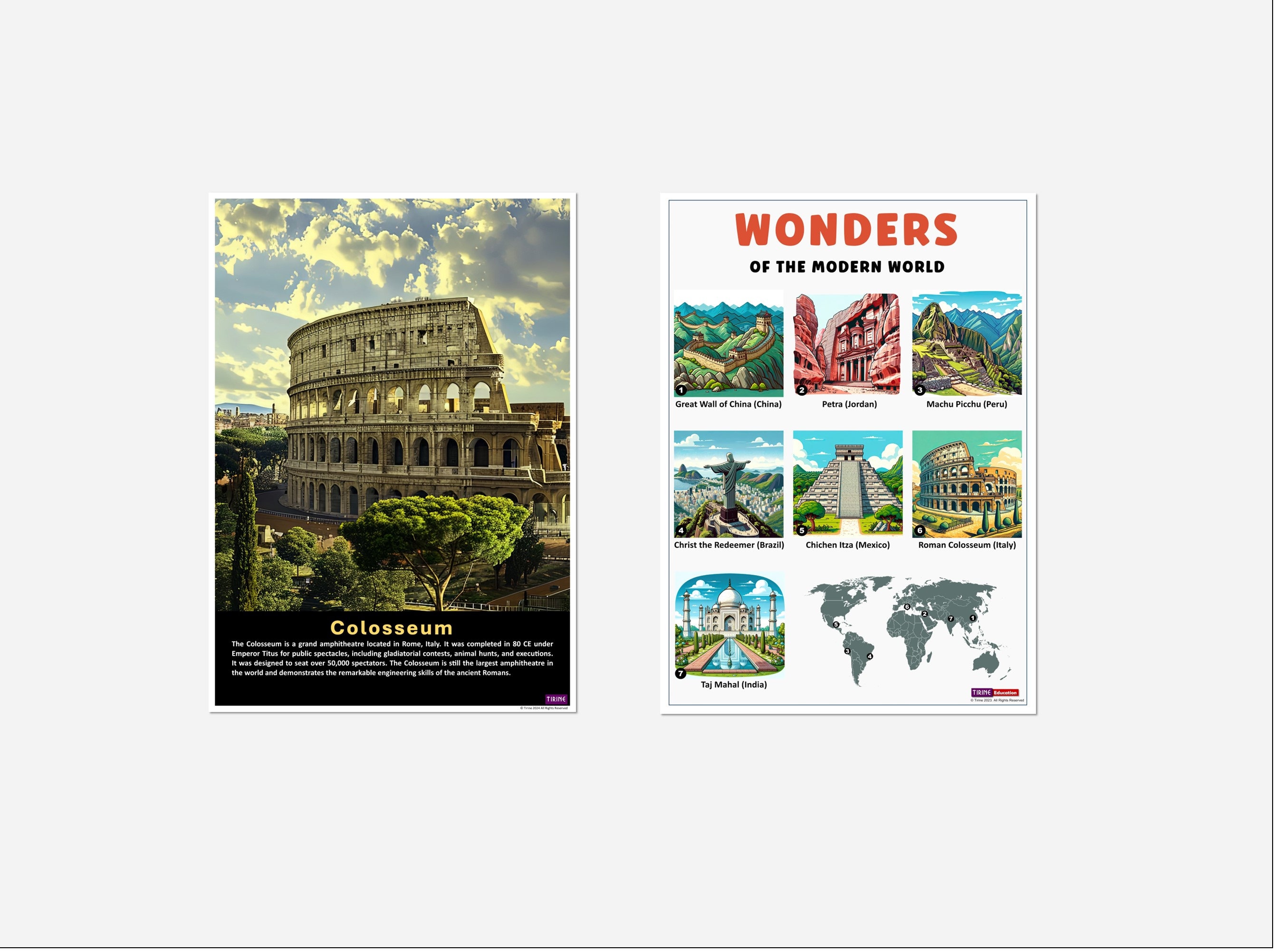 7 Wonders of the Modern World Poster Bundle, Educational Wall Art ...