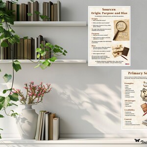 History Sources Poster Set: Primary, Secondary, Tertiary (digital ...