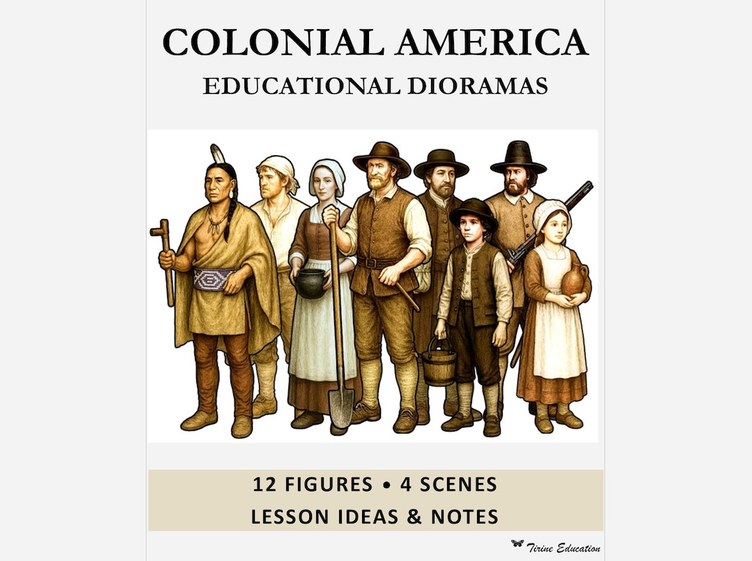 Colonial America Paper Model Set: Historical Figures & Diorama Scenes ...