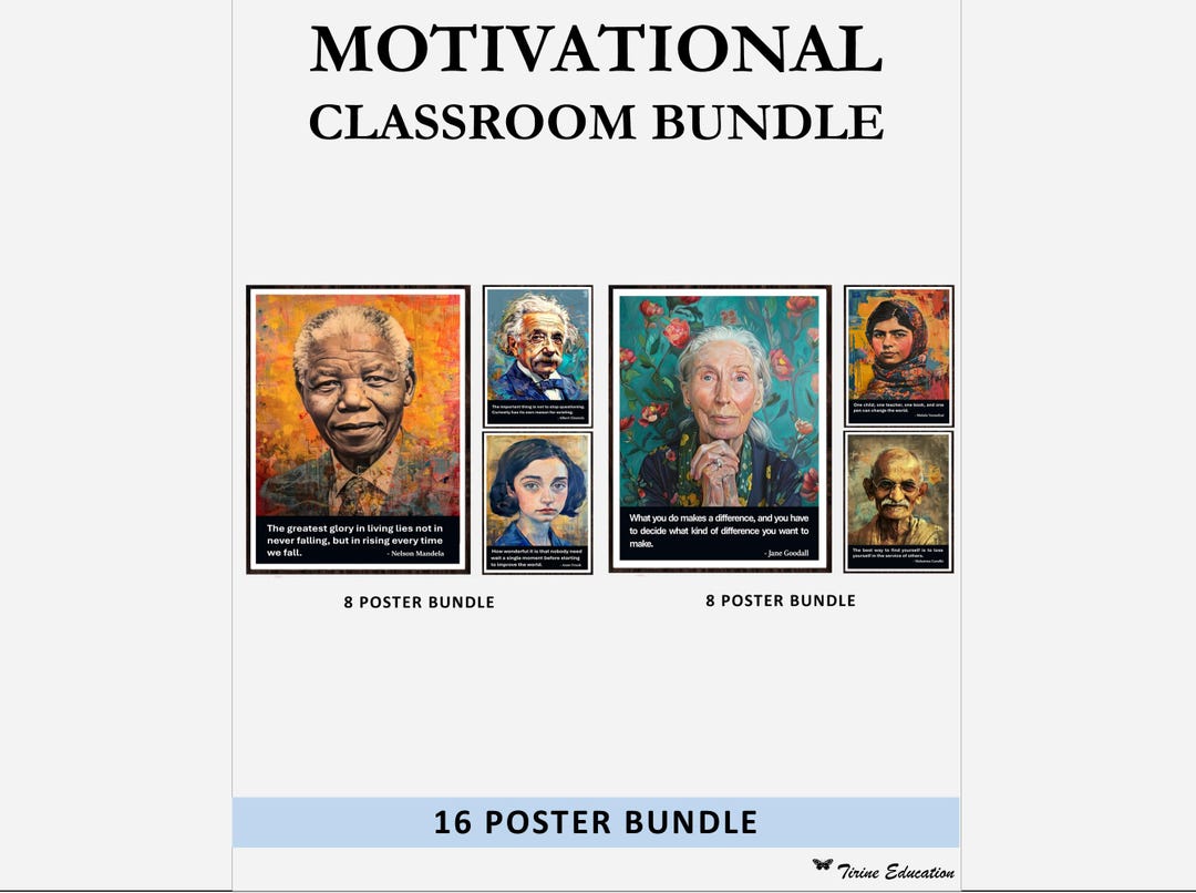 Motivational Classroom Poster Bundle | Inspirational Quotes by Leaders ...