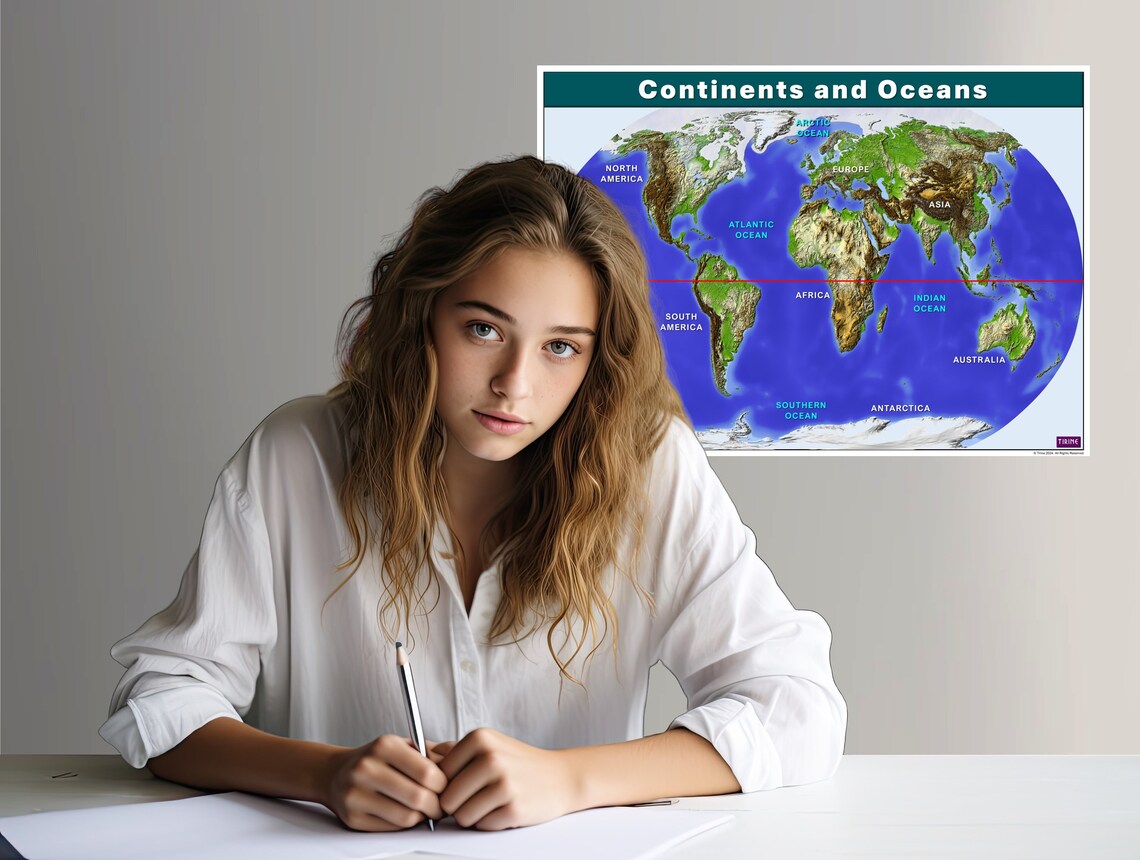 Continents and Oceans Poster: Printable Geography Classroom Decor ...