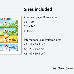Seasons Printable Seasons Poster Educational Classroom Poster Six Sizes ...