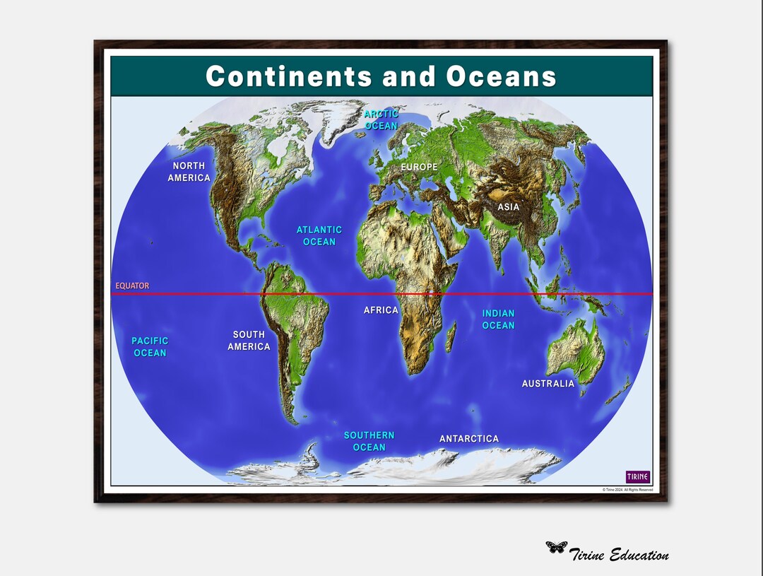 Oceans and Continents Poster, High School Geography, Geography Skills ...