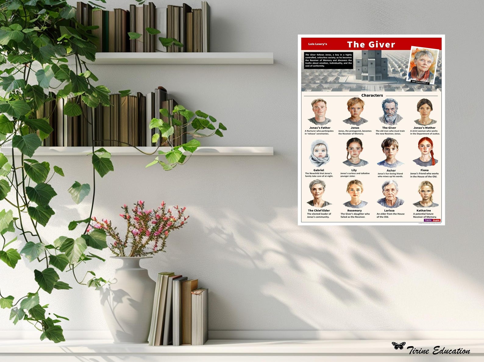 The Giver Classroom Poster – Printable, Digital Character Guide for ...