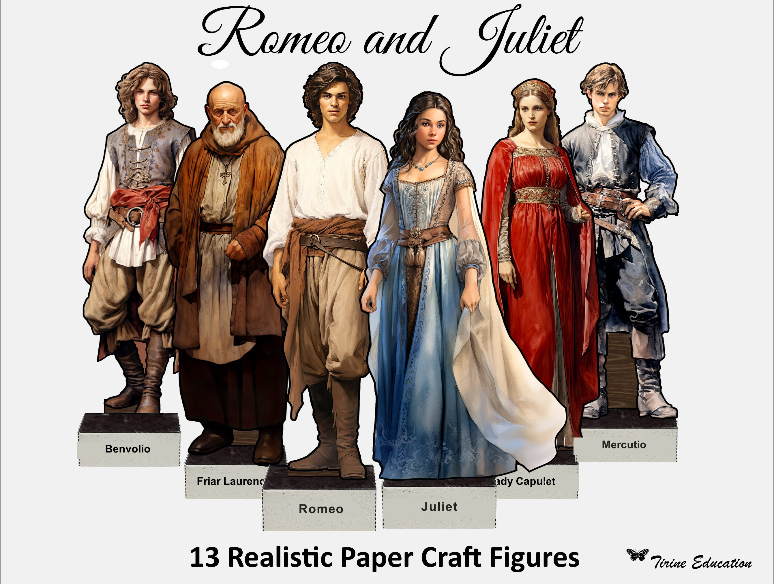 Romeo and Juliet Character Figures, William Shakespeare, 13 Characters ...