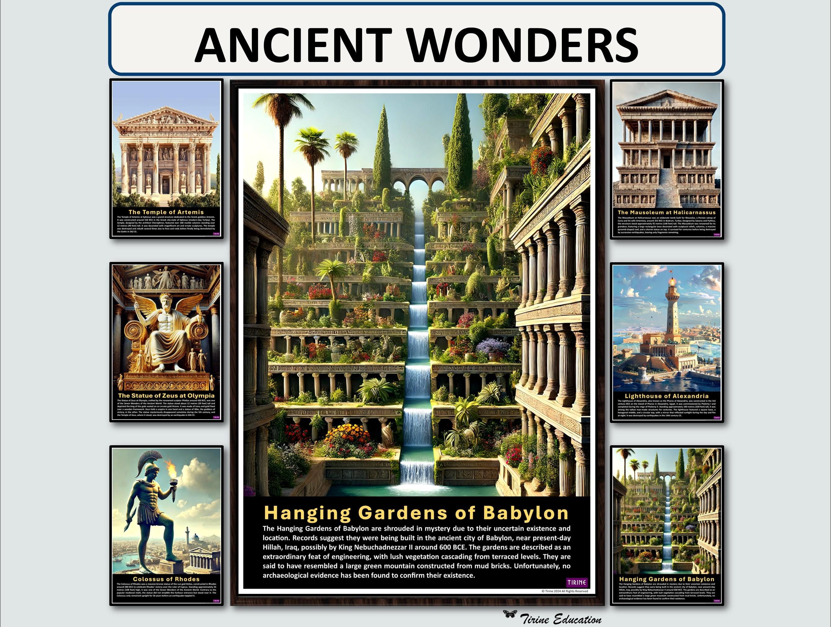 7 Wonders of the Ancient World Poster Bundle, Educational Wall Art ...