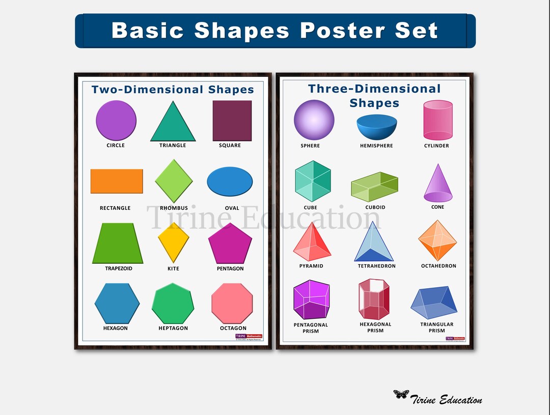 2D and 3D Shapes Poster Set, Digital Printable Classroom Posters ...