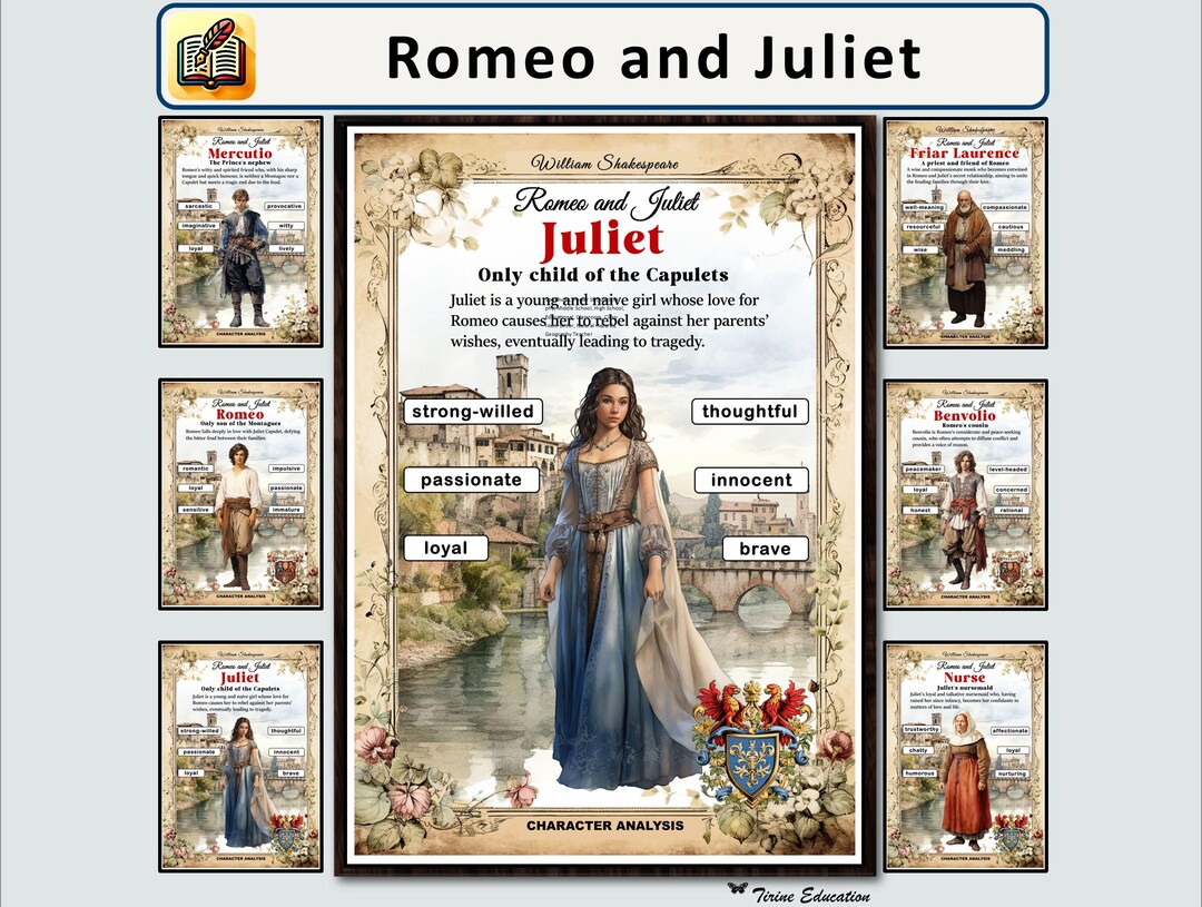 English Posters, Printable, Digital, Romeo and Juliet Characters ...
