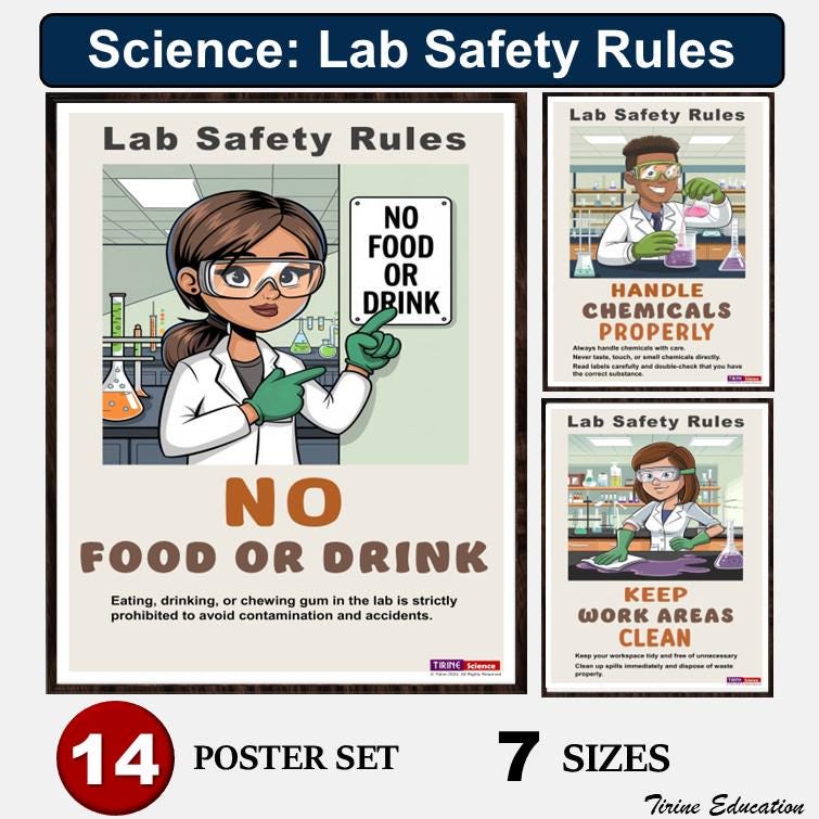 Science Lab Safety Signs Posters, Printable Laboratory Signs for Middle ...