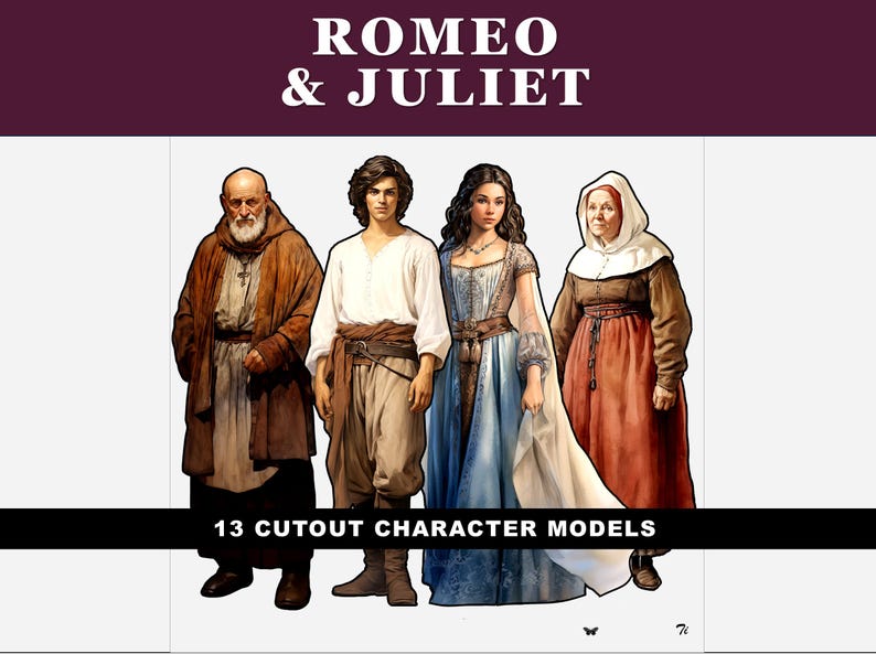 Romeo and Juliet Character Cut-outs. Interactive Classroom Teaching ...