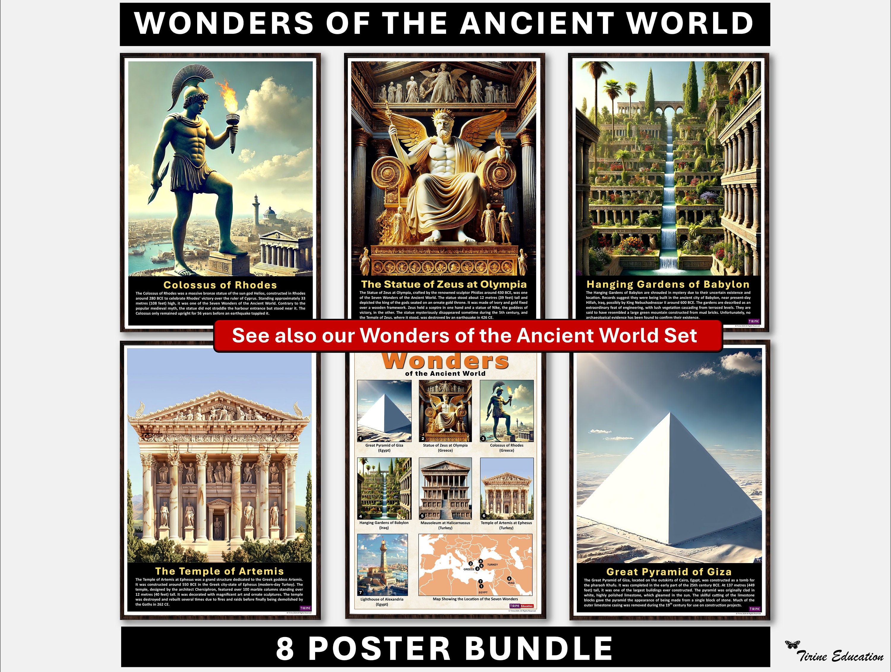 7 Wonders of the Modern World Poster Bundle, Educational Wall Art ...