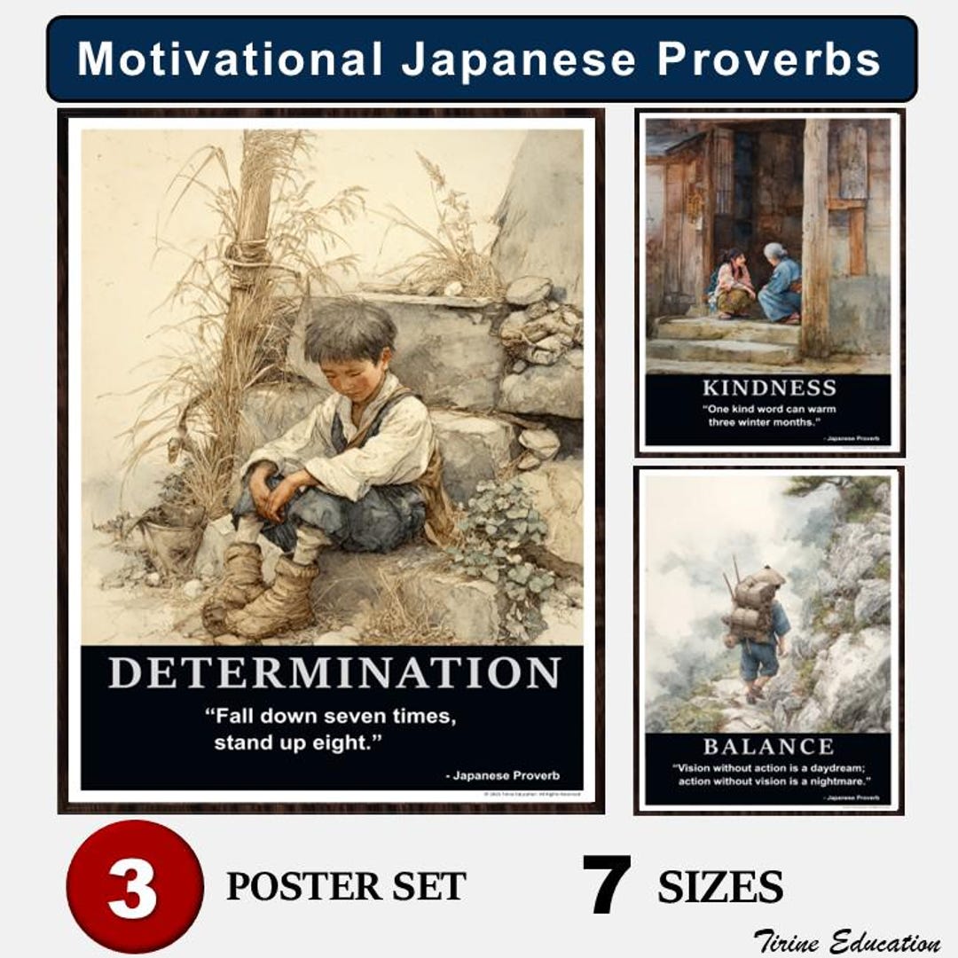 Motivational Japanese Proverb Posters, Multicultural Quotes for ...