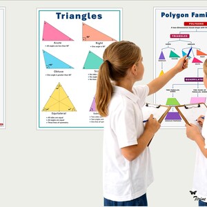 Geometry 12-poster Set: Grades 3 to 6 Math, Middle School Classroom ...