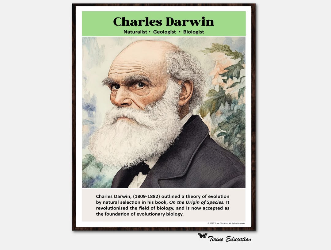 Charles Darwin Classroom Poster for Science Biology Classroom Decor ...