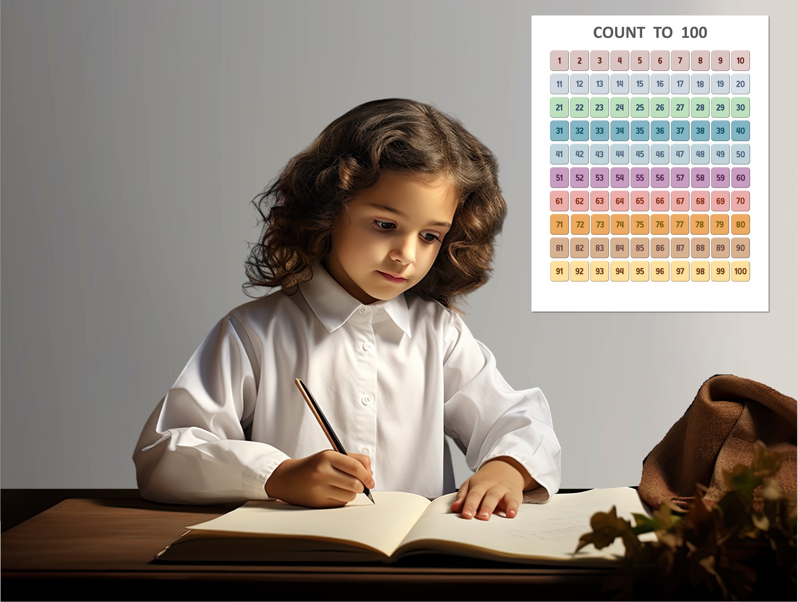 Counting to 100 Printable Numbers Poster, Classroom Poster, Maths ...