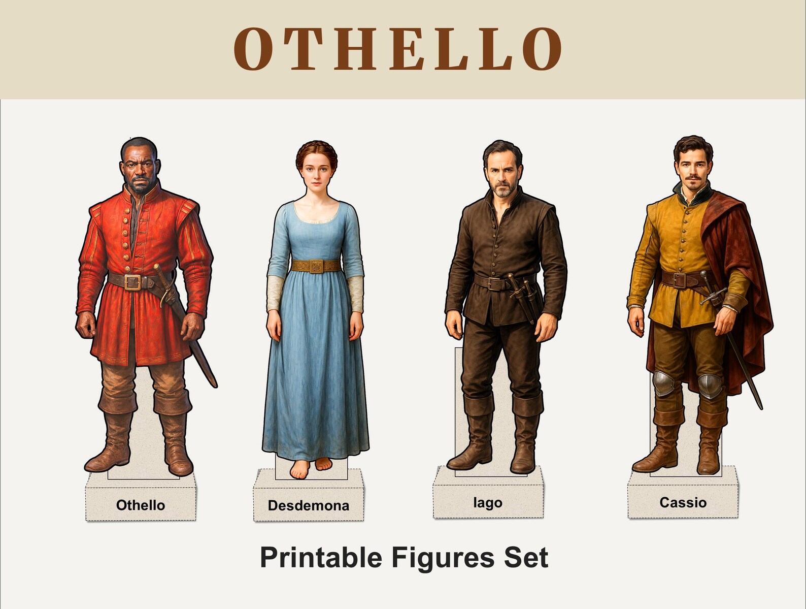 Othello Character Figures: Shakespeare Studies, English Teacher ...