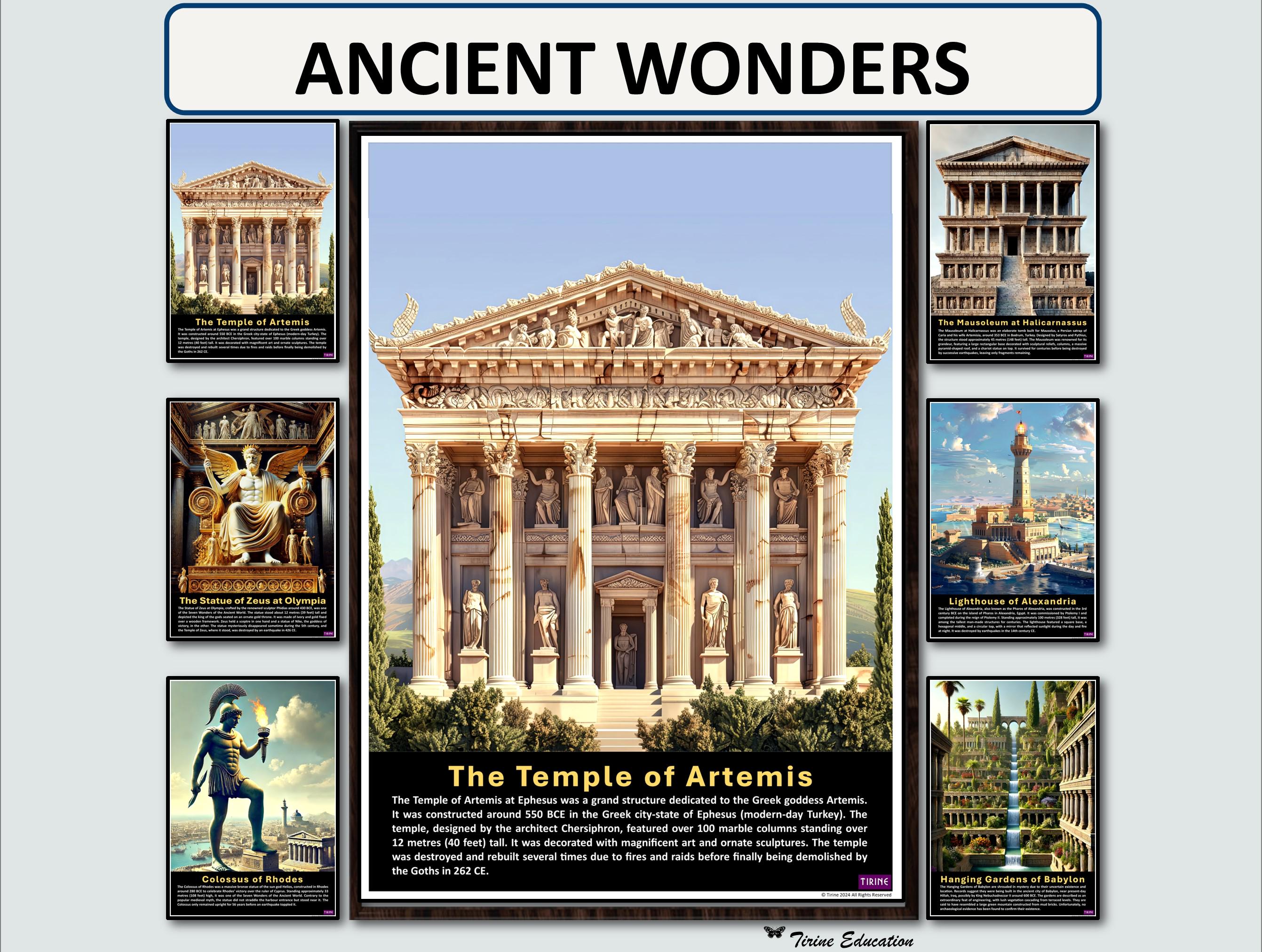 7 Wonders of the Ancient World Poster Bundle, Educational Wall Art ...