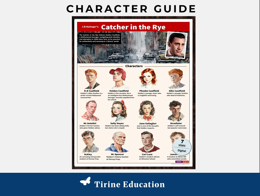 Character Guide Poster | Catcher in the Rye | 12 Key Characters for ...