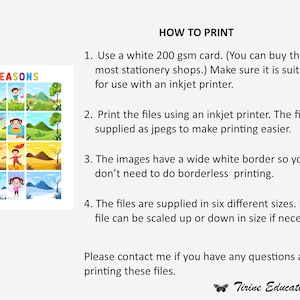 Seasons Printable Seasons Poster Educational Classroom Poster Six Sizes ...