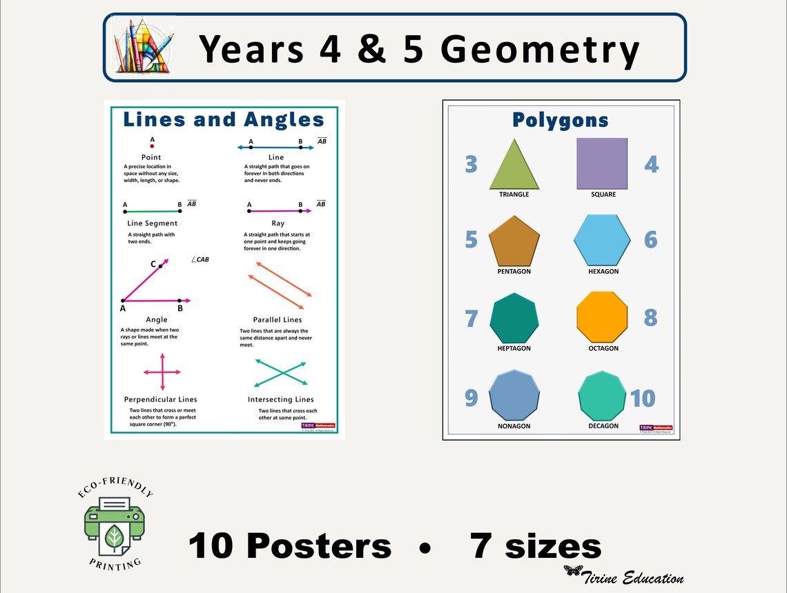 Geometry Poster Bundle: 2D, 3D Shapes, Angles (digital Download) - Etsy