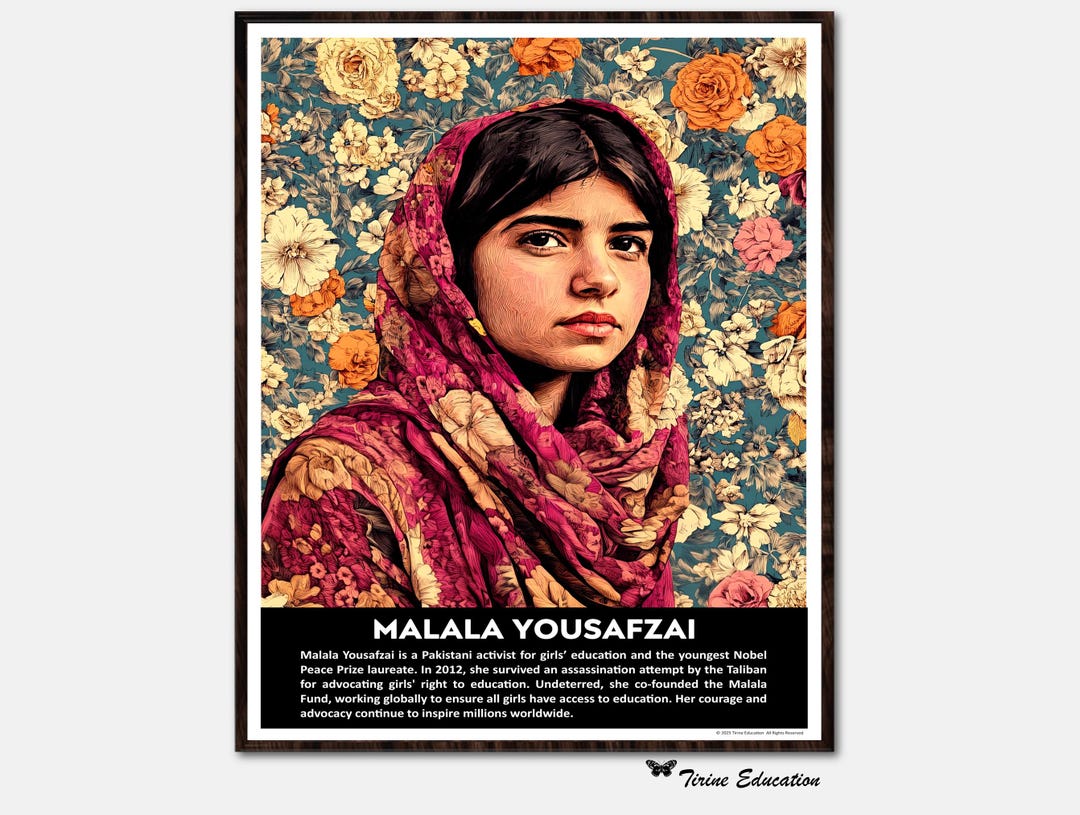 Inspirational Motivational Poster Wall Art – Malala Yousafzai, Icon of ...