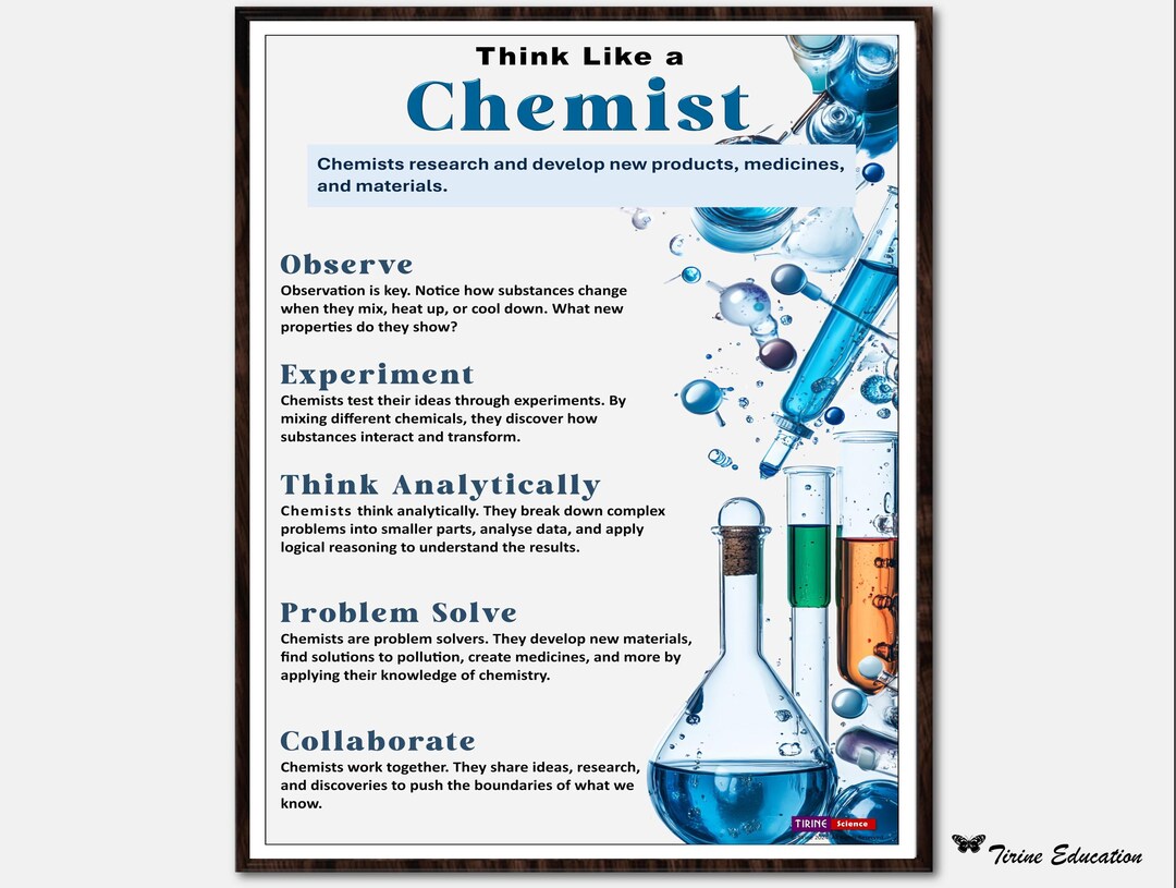 Chemistry Wall Art, Think Like a Chemist, Classroom Poster, Lab Poster ...