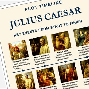 Julius Caesar Plot Poster | Shakespeare | 12 Illustrated Scenes | High ...