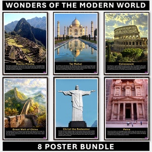 7 Wonders of the Modern World Poster Bundle, Educational Wall Art ...