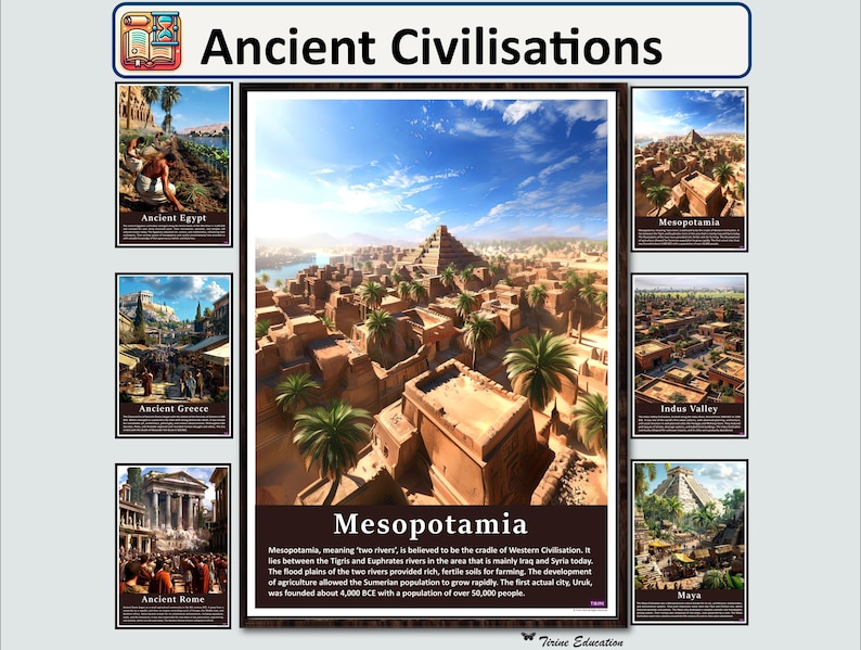 Ancient Civilisations, Poster Set, Rome, Greece, Maya, Mesopotamia ...