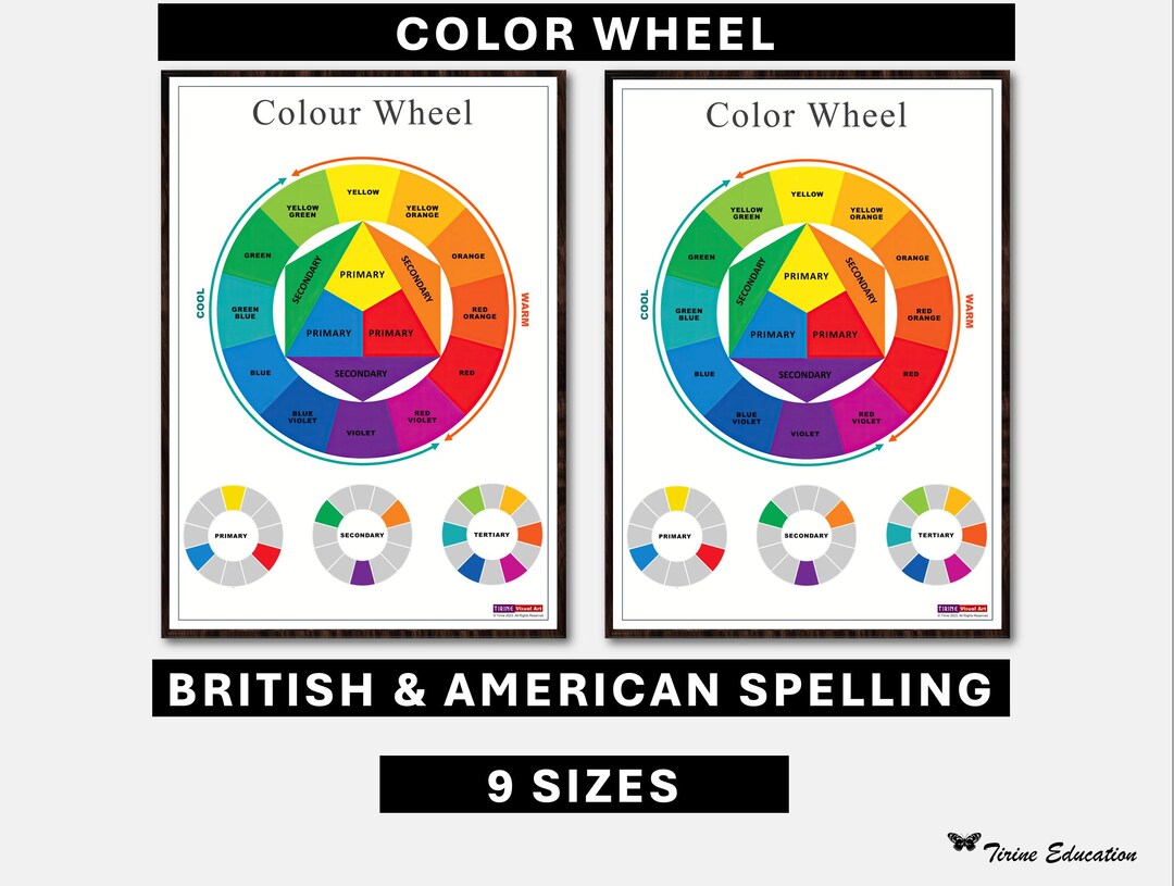 Color Wheel, Art Classroom Poster, Art Teacher, American and British ...