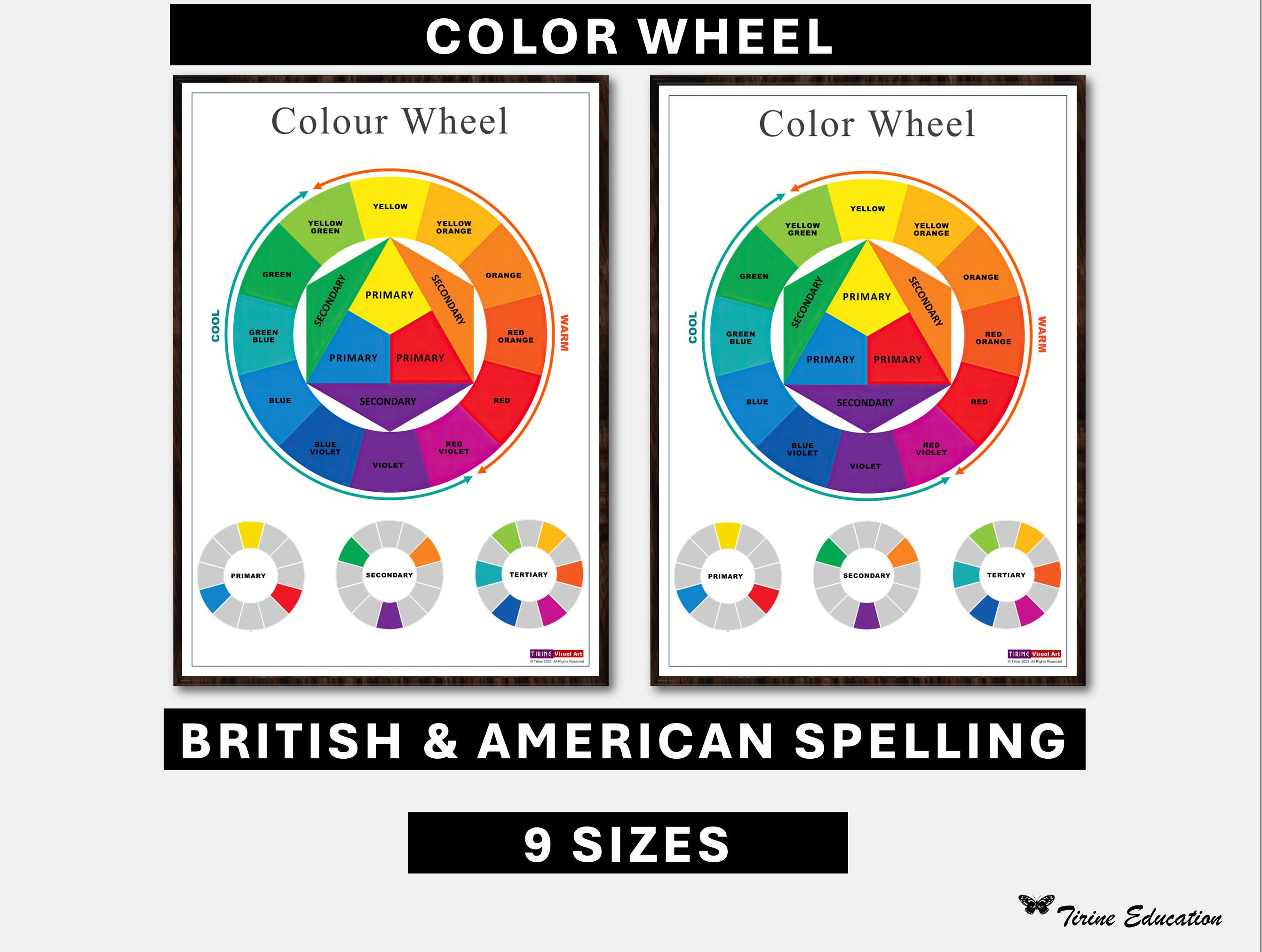Color Wheel, Art Classroom Poster, Art Teacher, American and British ...