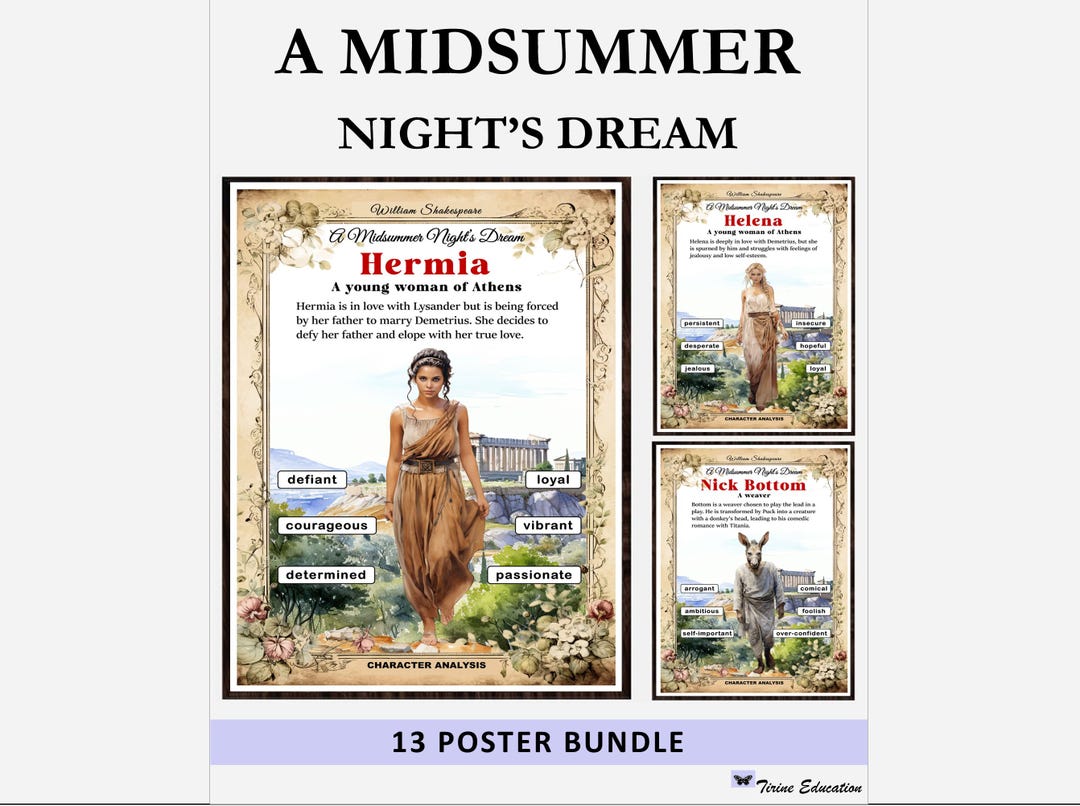 A Midsummer Night’s Dream Character Posters – 13 Printable Shakespeare ...