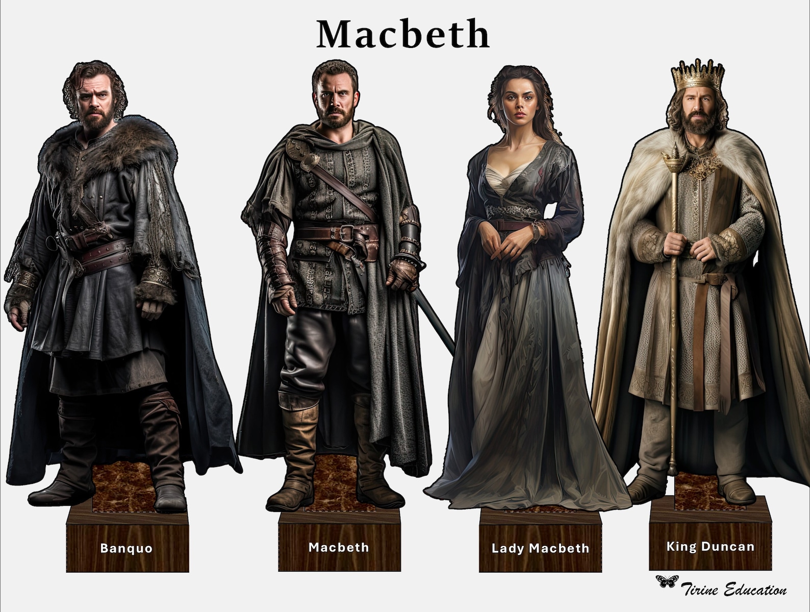 Macbeth Paper Craft Figures, William Shakespeare, 10 Characters, High ...