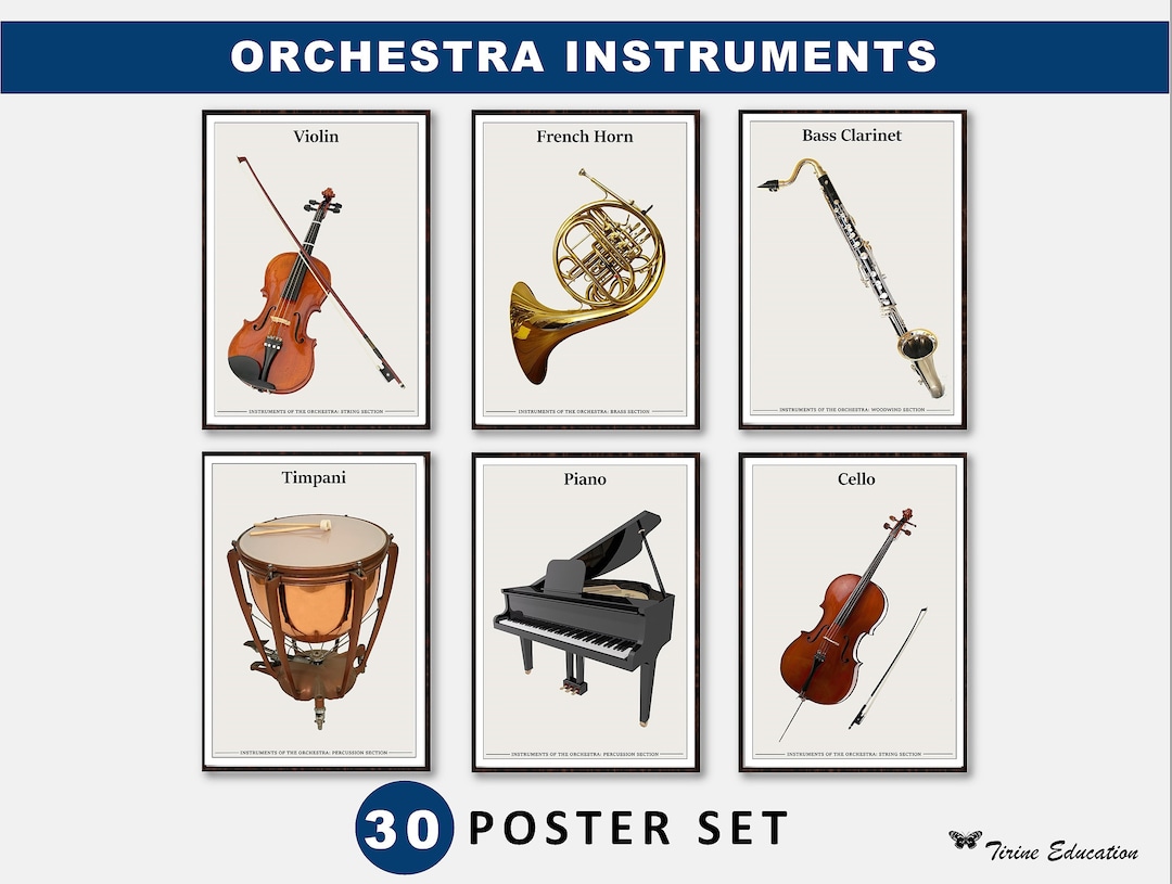 Musical Instruments in the Orchestra 30 Poster Set, Music Poster Bundle ...