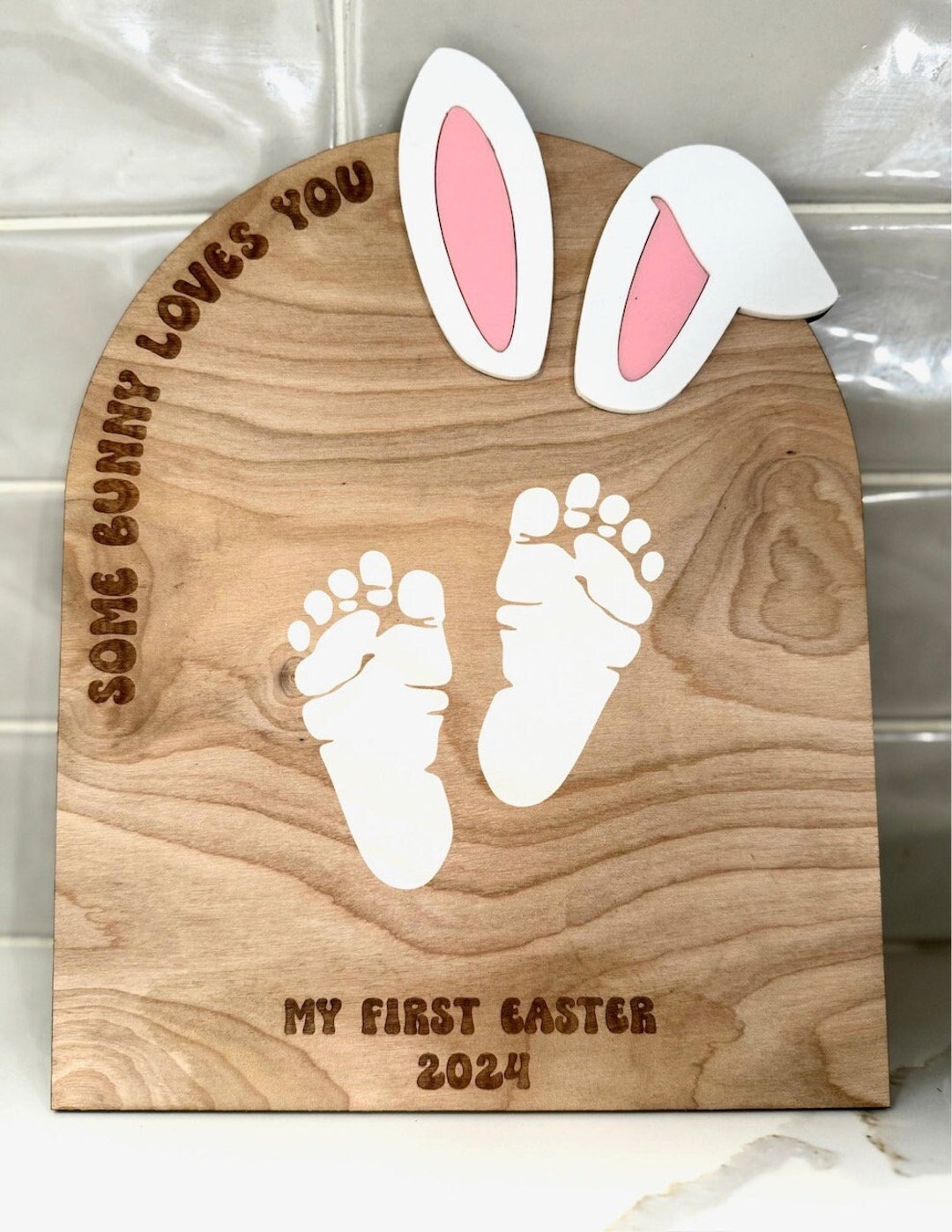 Custom Footprint Sign, Personalized Name, Easter Footprint Sign, Kids ...