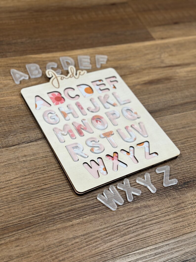 Boho Custom Alphabet Puzzle, Toddler Gift, Kids Educational Gift, Name ...