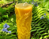 Beeswax Pillar Fern Candle / 100% Natural Bees Wax / - Etsy