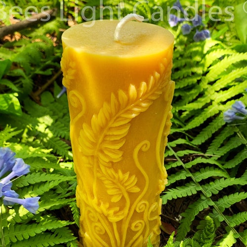 Beeswax Pillar Fern Candle / 100% Natural Bees Wax / - Etsy