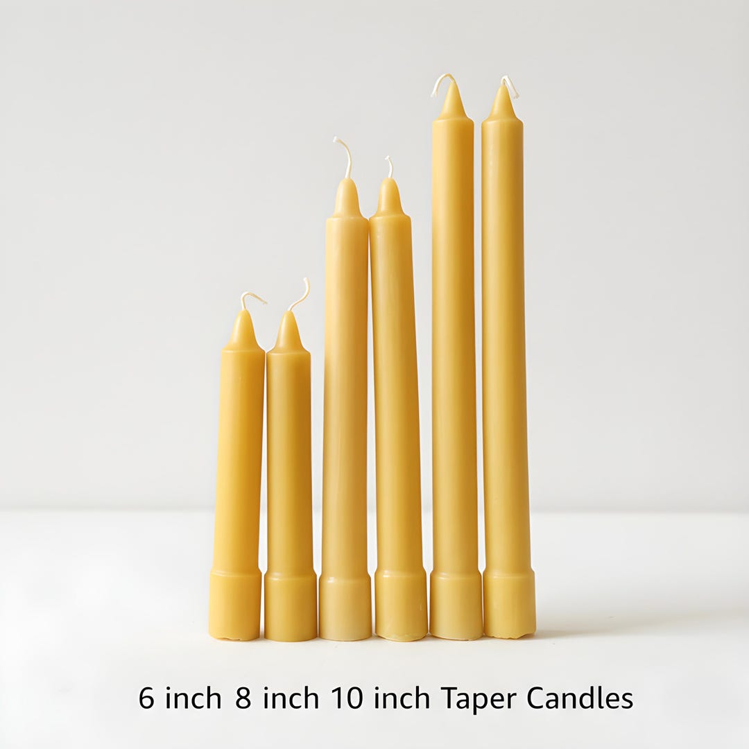 Colonial Beeswax Taper Candles Straight Sided Set 6inch 8inch 10inch ...