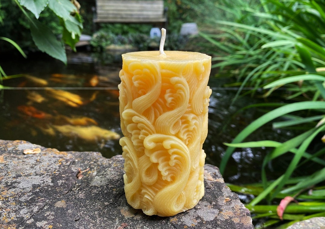 Wave Beeswax Pillar Candle / Waves Bees Wax Candles / Pillars / Ocean ...