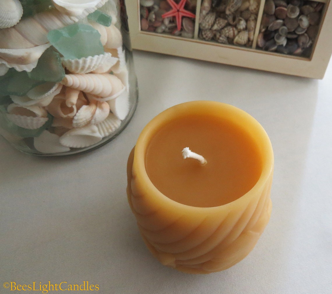 Sea Shell Beeswax Candle / Made With 100% Natural Bees Wax / - Etsy