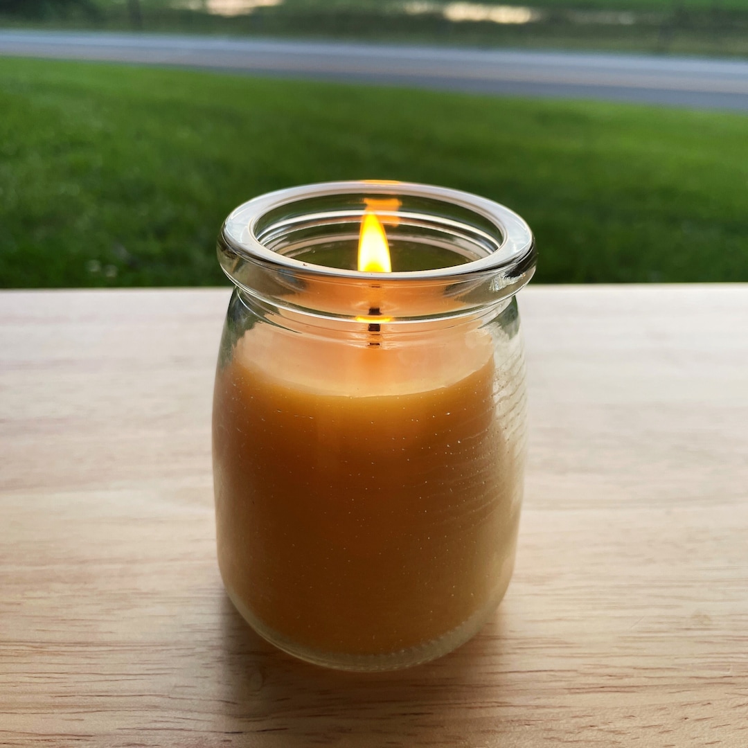 Large Beeswax Candle Glass Jar / 100% All Natural Bees Wax Candles ...