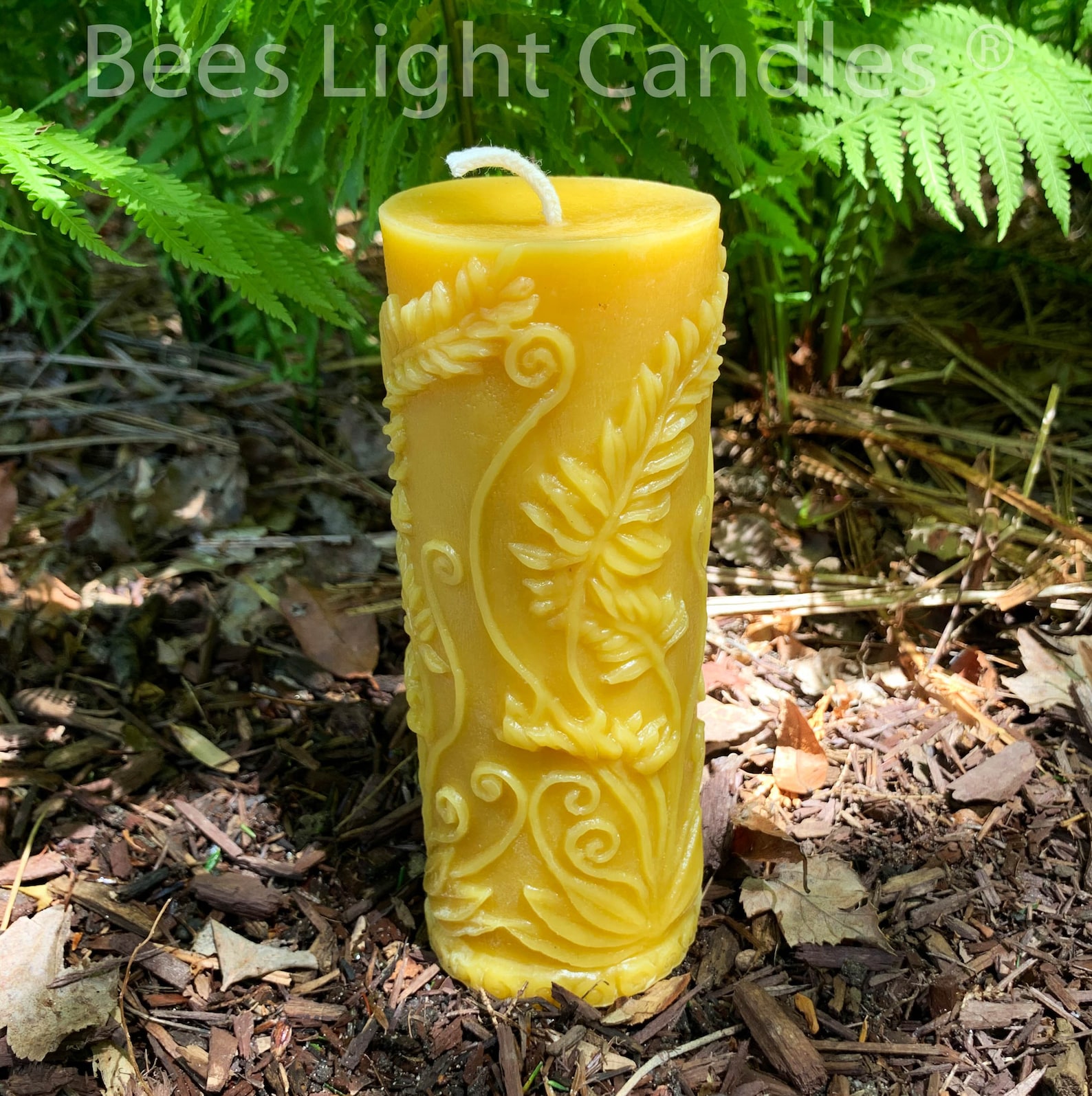 Beeswax Pillar Fern Candle / 100% Natural Bees Wax / Handcrafted in USA ...