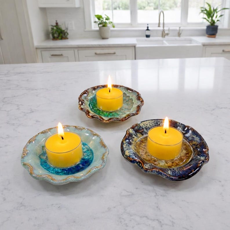 Handmade USA Ceramic Candle Holder Plates & Little Dishes – Rustic ...