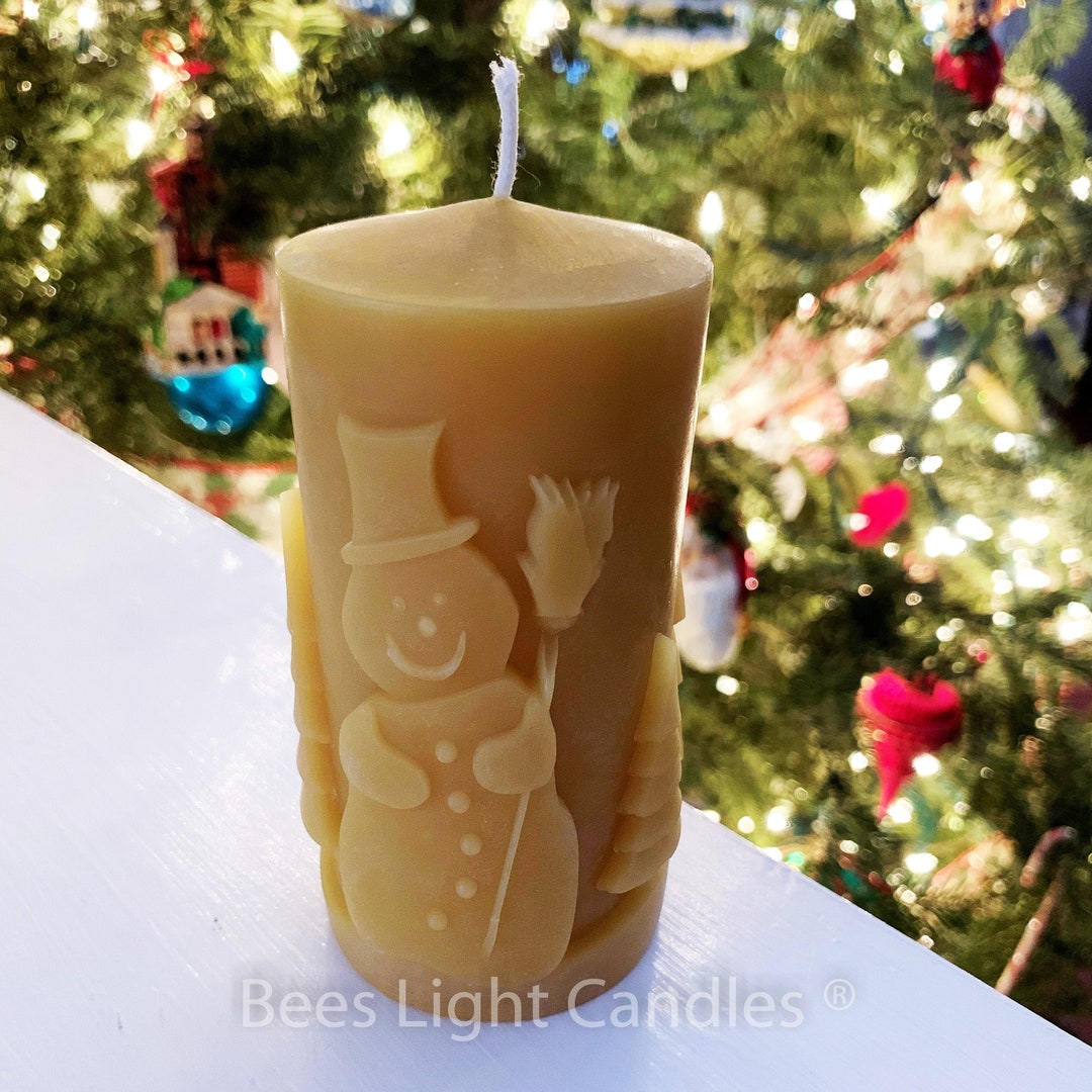 Frosty the Snowman Beeswax Pillar Candle / 100% All Natural Bees Wax ...