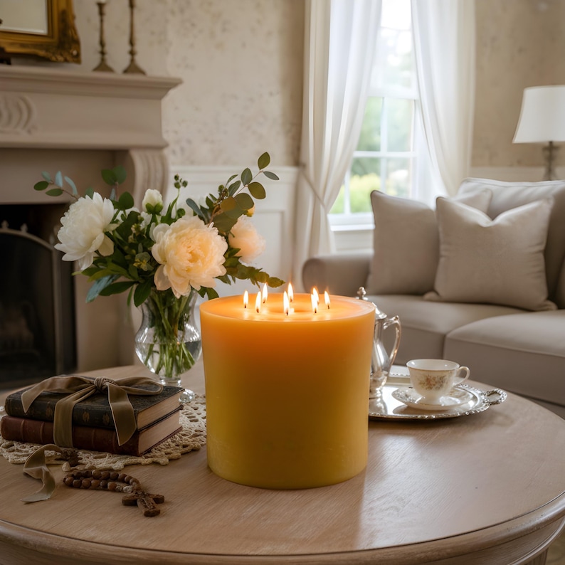 Bonfire Beeswax Candle Eight-wick Luxury Statement Pillar 9″ Tall 8 ...